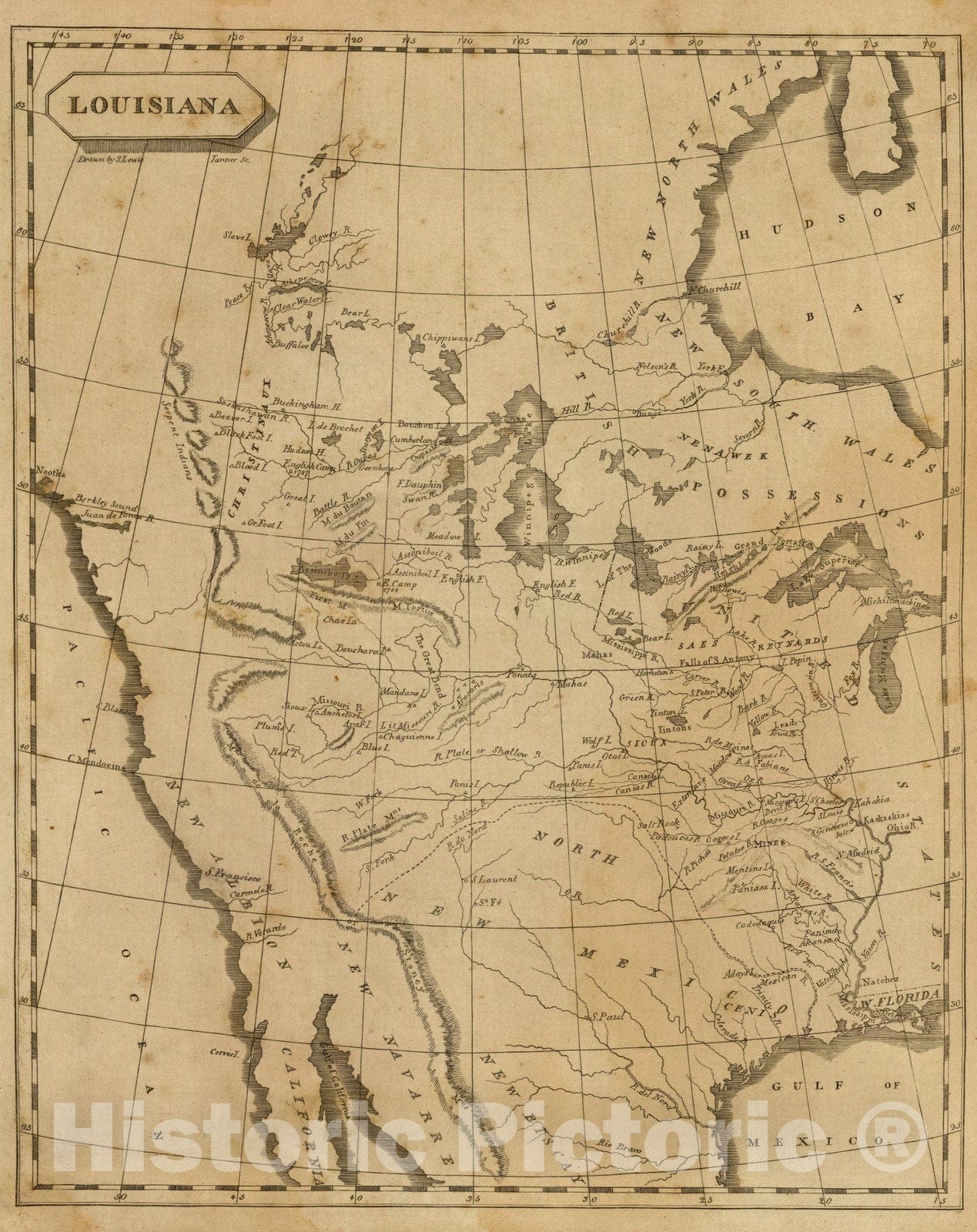 Louisiana River Map 1812 Historical Print | Historic Pictoric