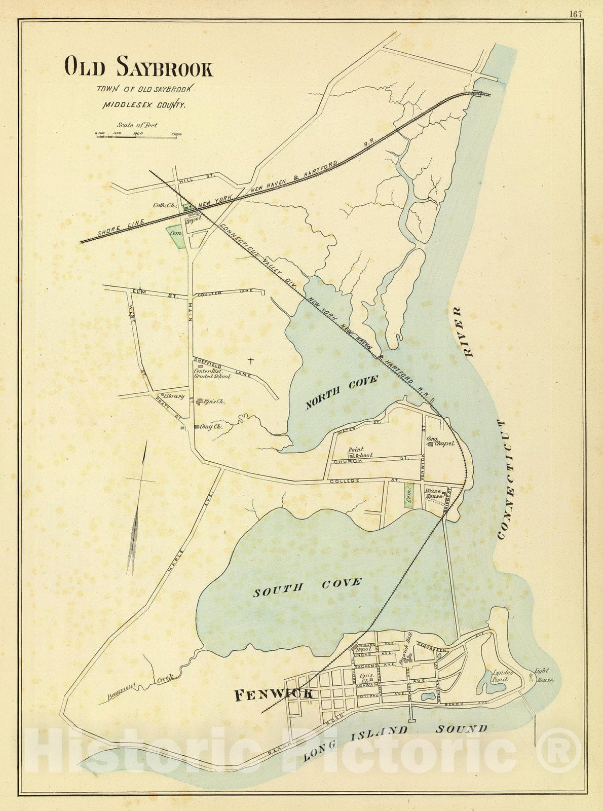 Historic Map : State Atlas Map, Old Saybrook. 1893 - Vintage Wall Art ...
