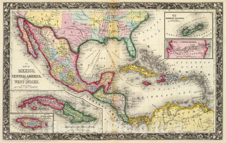 Historic Map - Map of Mexico, Central America, And The West Indies, 18 ...