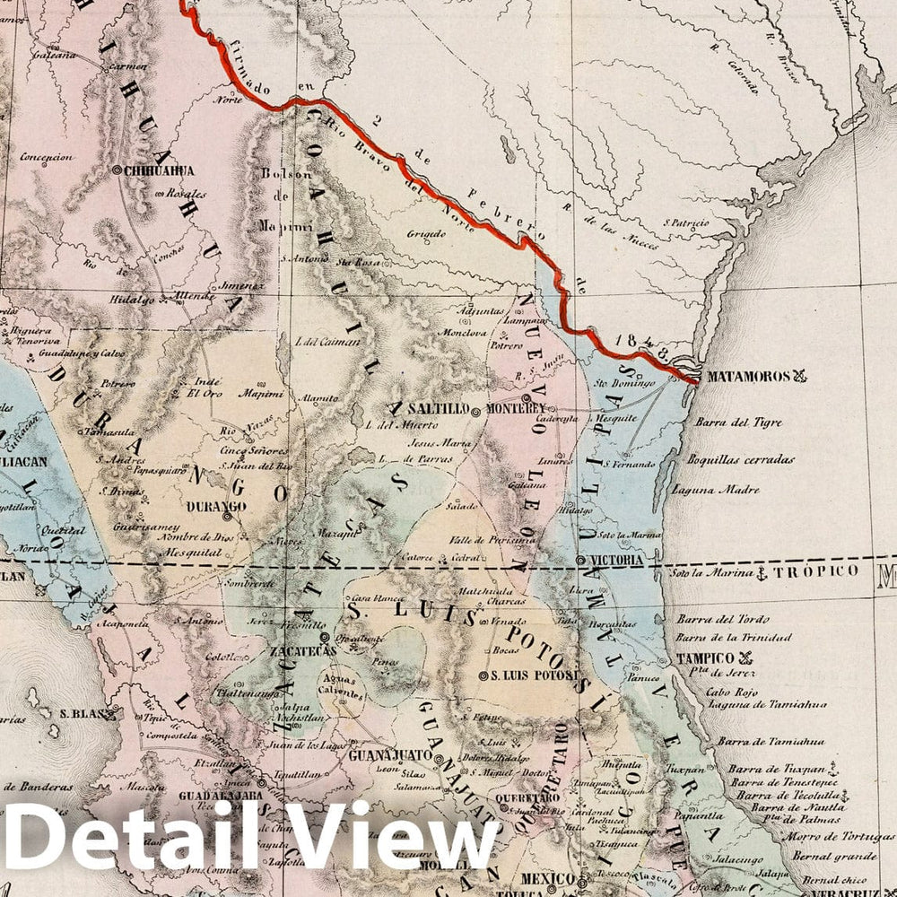 Historic Map : Mexico, Geography Book, Carta general de la Republica M ...