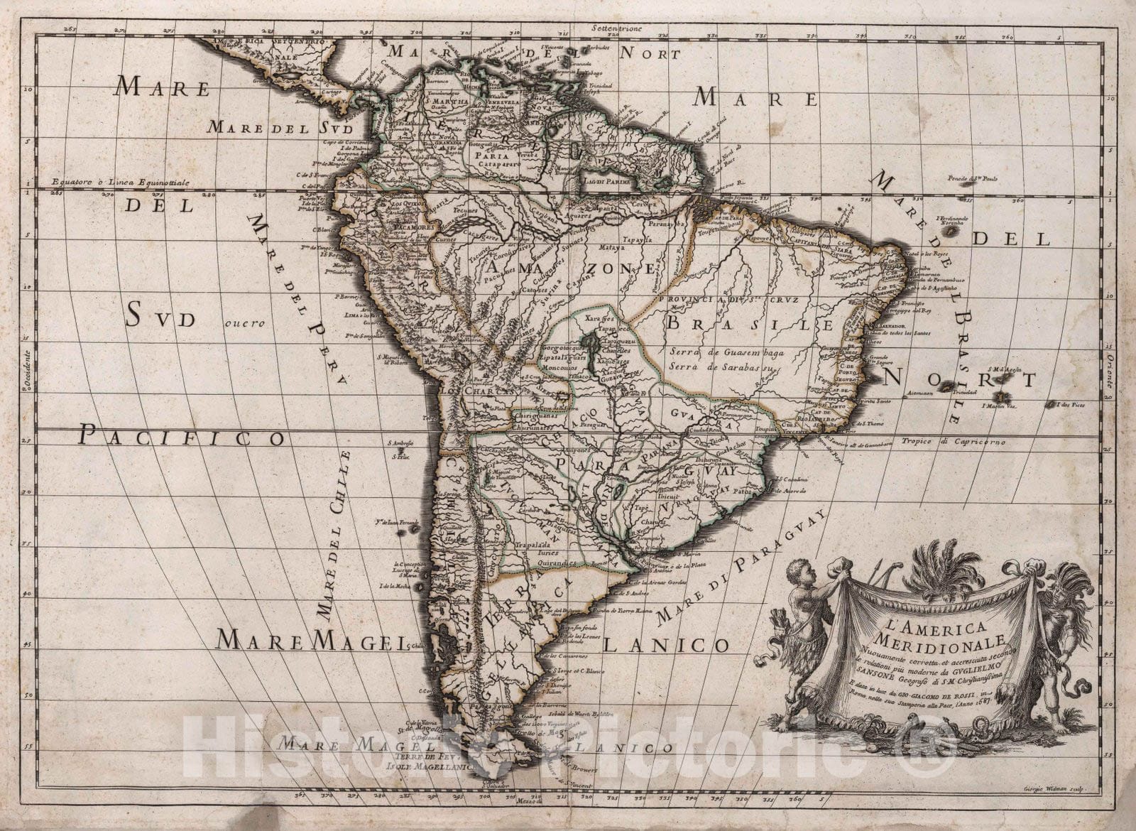 Historic Map : World Atlas Map, L'America Meridionale 1687 - Vintage W ...