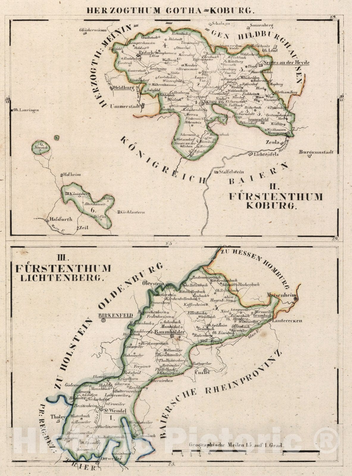 Historic Map : Germany, V.2:6-10:VIII. Herzogthum Gotha - Koburg 1825 ...