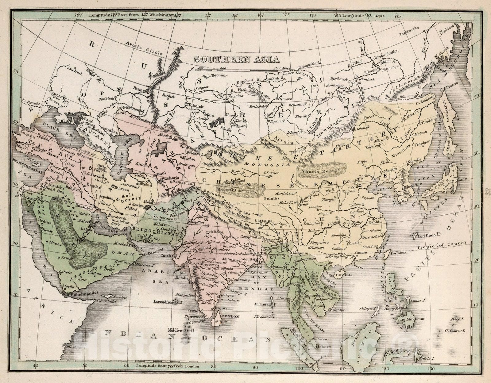 Historic Wall Map : World Atlas Map, Southern Asia 1838 - Vintage Wall ...