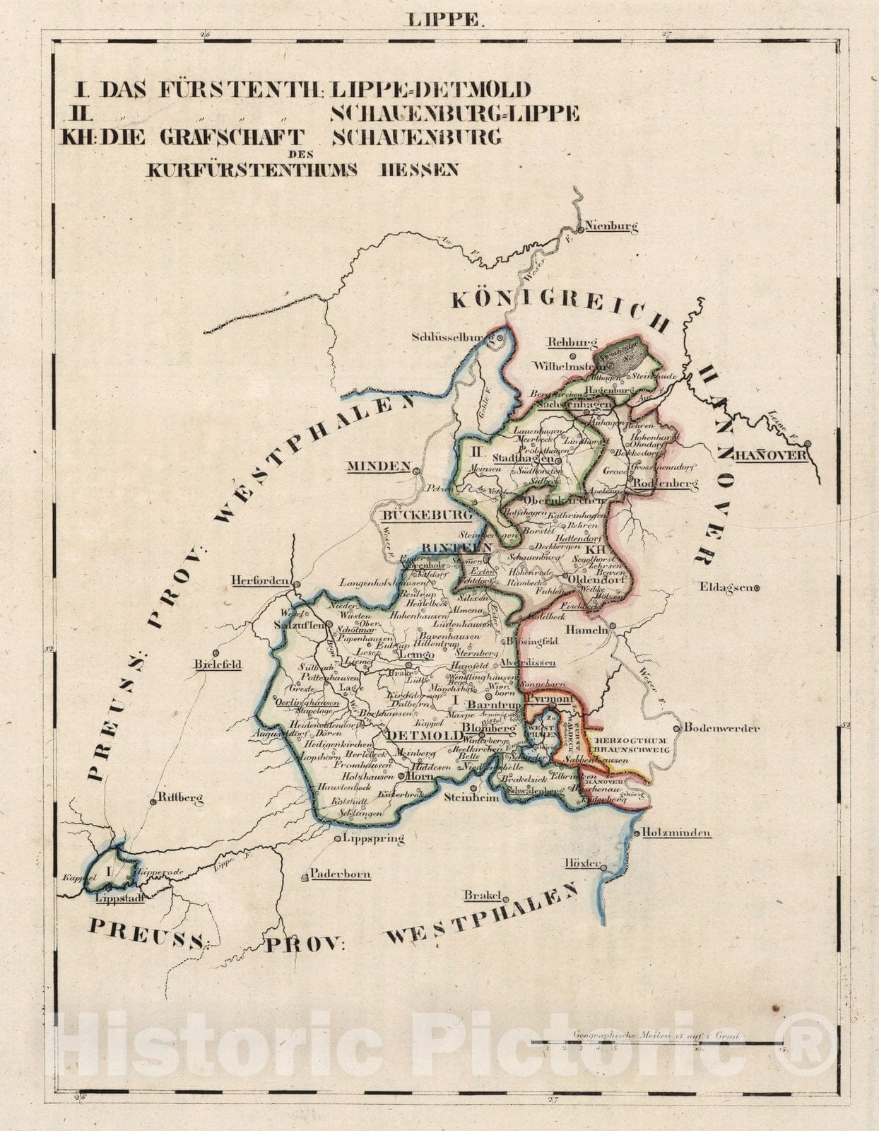 Historic Map : Germany, National Atlas Map, V. 2:6-10: VII: III. Lippe ...