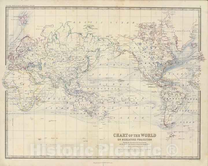 Historic Map : World Atlas Map, World Mercators proj. 1861 - Vintage W ...