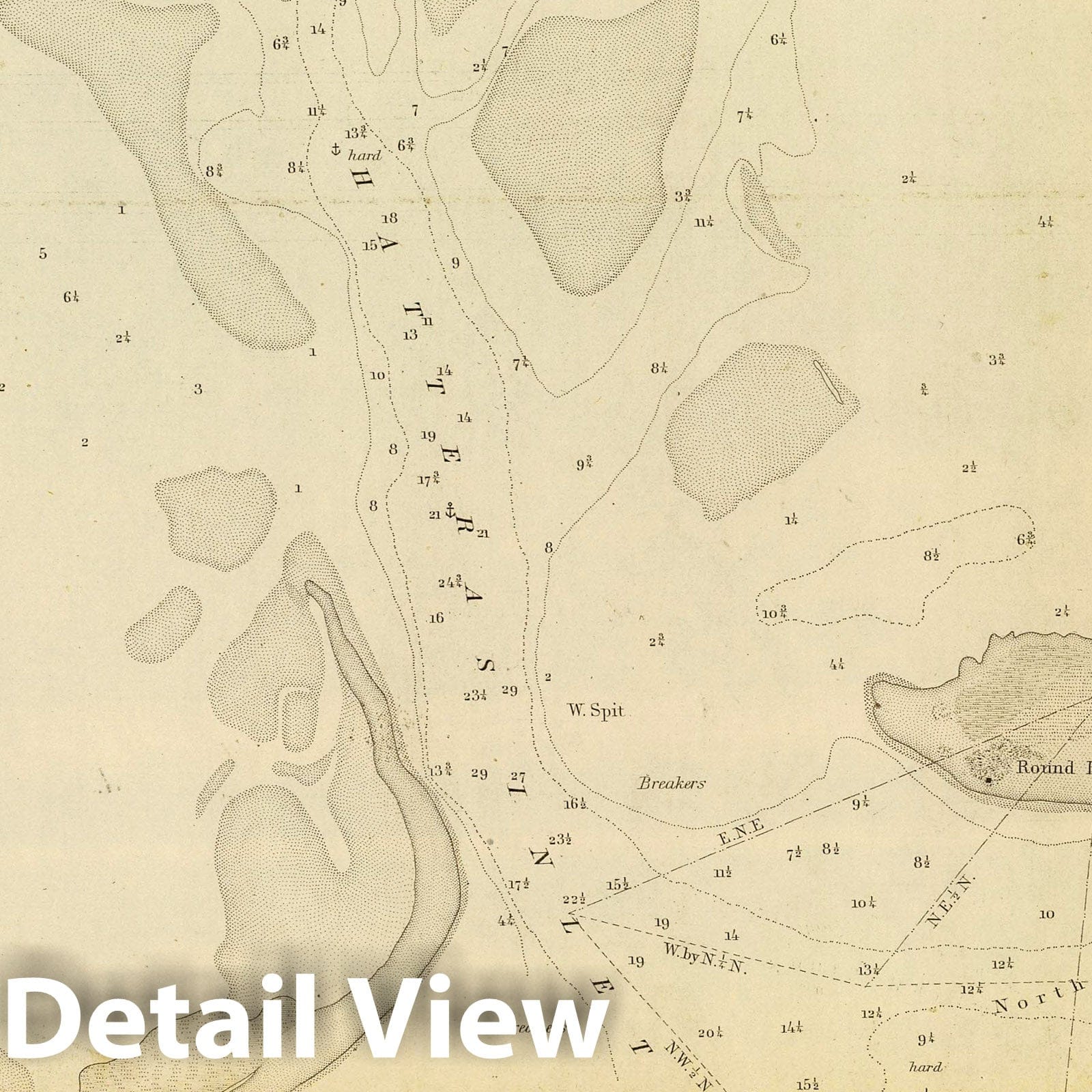 Historic Map - ChartMap, Hatteras Inlet, N.C. 1853, - Vintage Wall Art ...