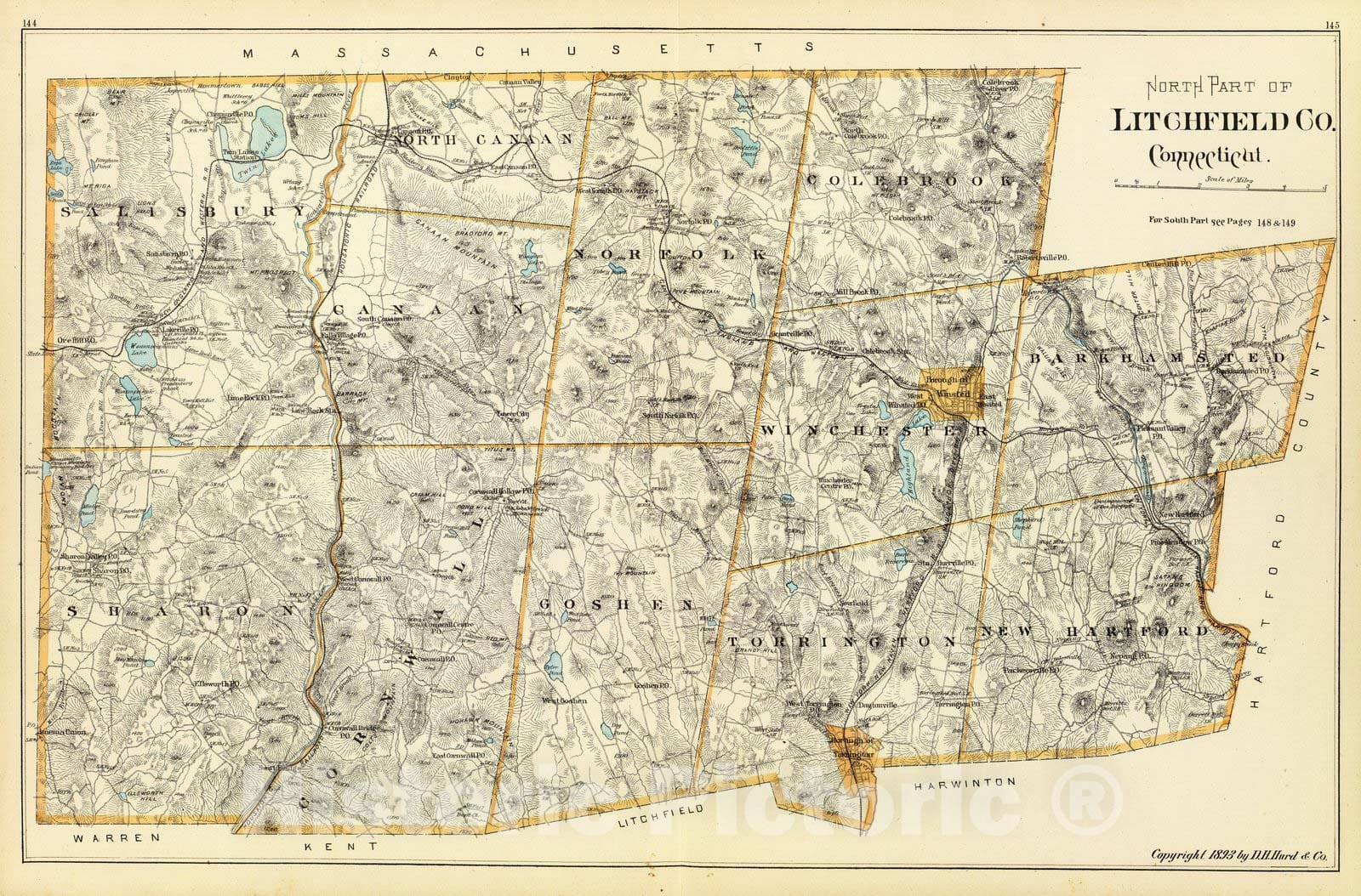 Historic Map : State Atlas Map, Litchfield Co. N. 1893 - Vintage Wall ...
