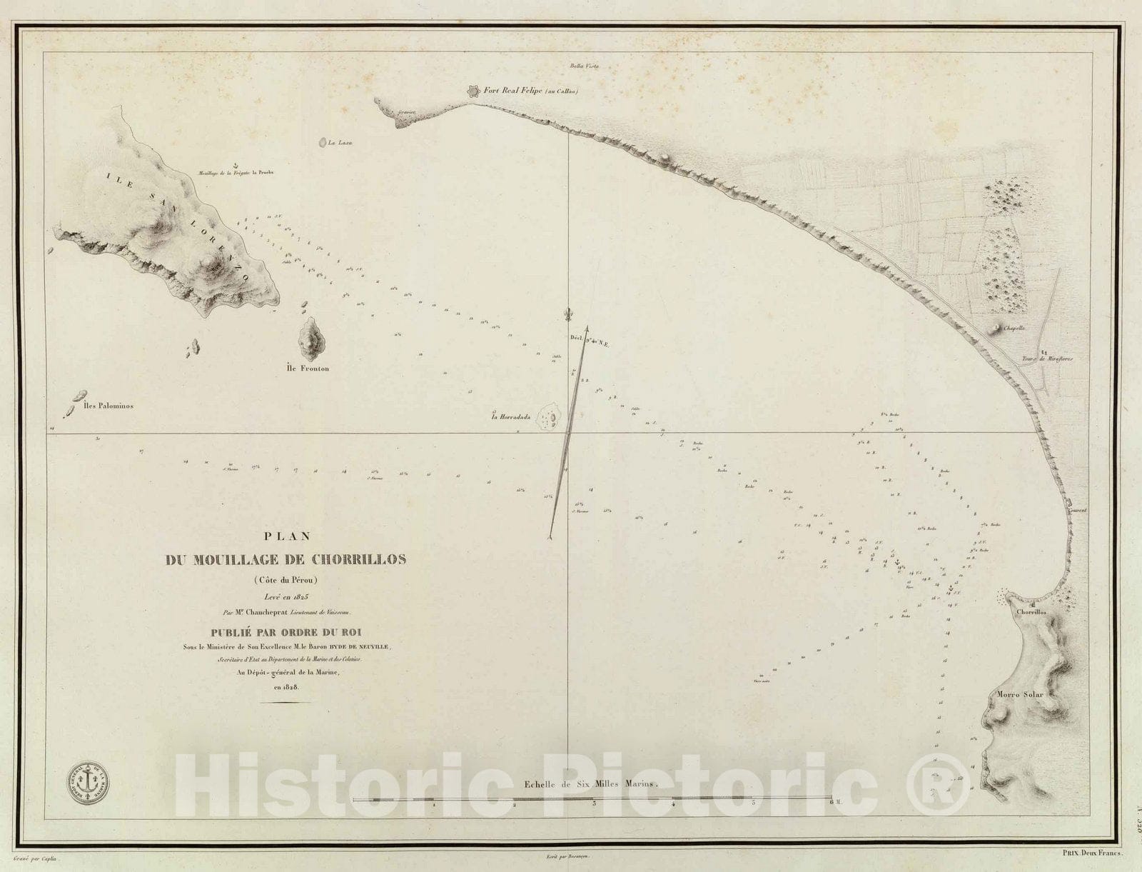 Historic Map : Peru , Chorrillos (Peru), Chart Map, Chorrillos, mouill ...