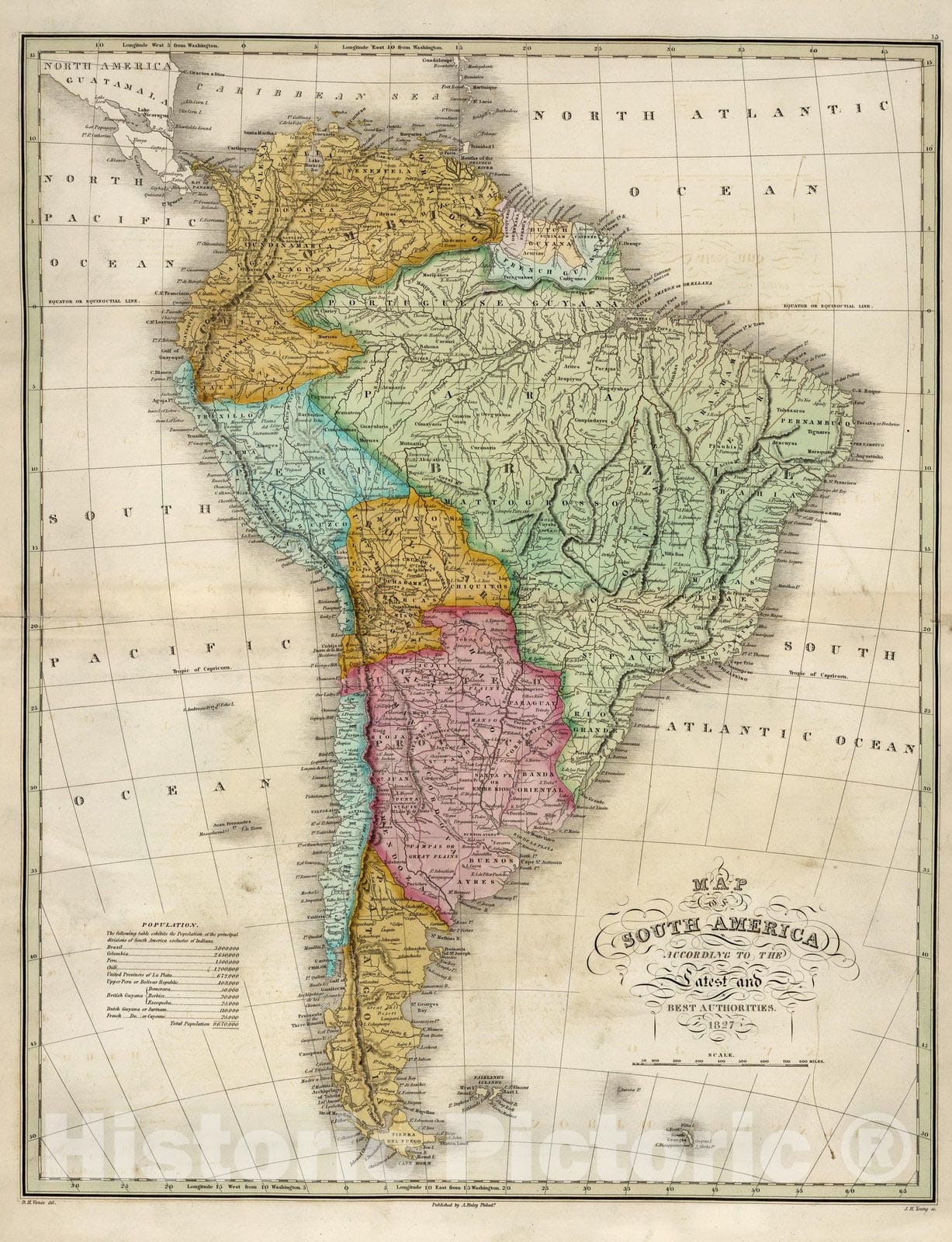 Historic Map : South America. 1827 - Vintage Wall Art – Historic Pictoric