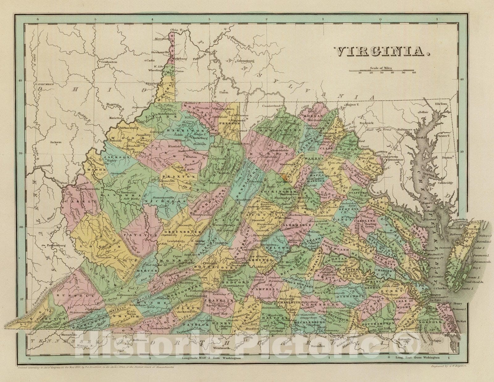 Historic Map : Virginia. 1838 - Vintage Wall Art – Historic Pictoric