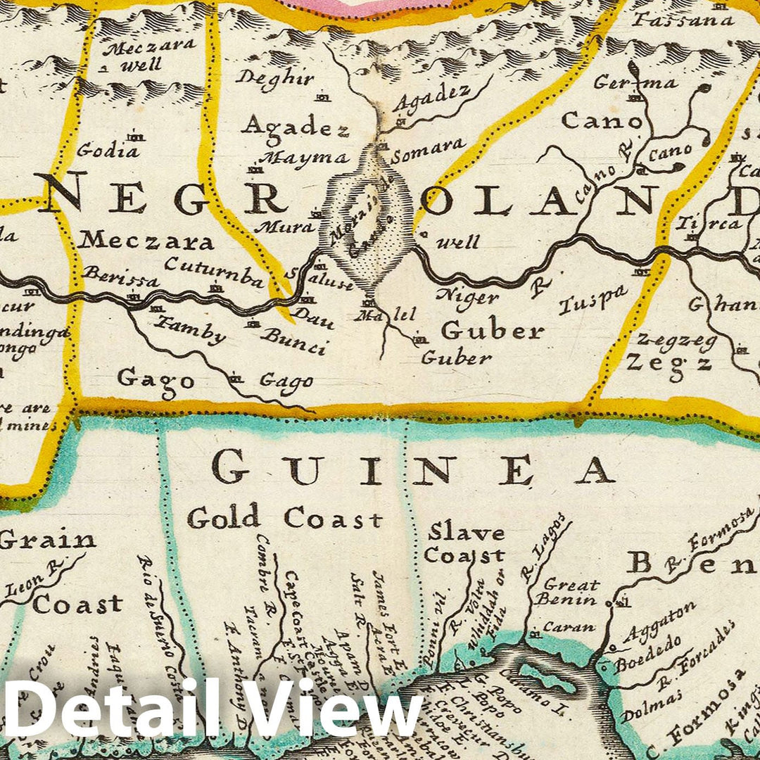 Historic Map - Atlas Map, Negroland and Guinea. 1736, - Vintage Wall A ...