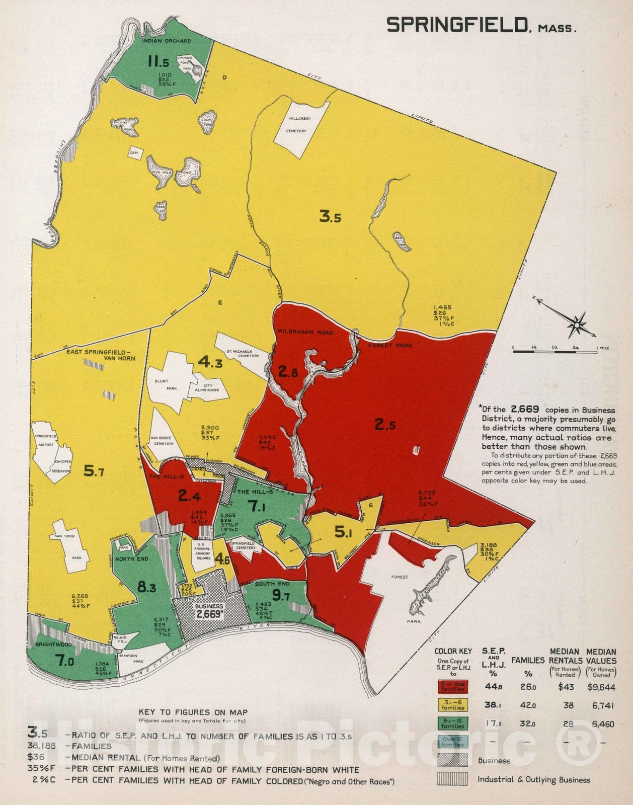 Historic Map : Springfield, Mass. 1932 - Vintage Wall Art - Historic ...