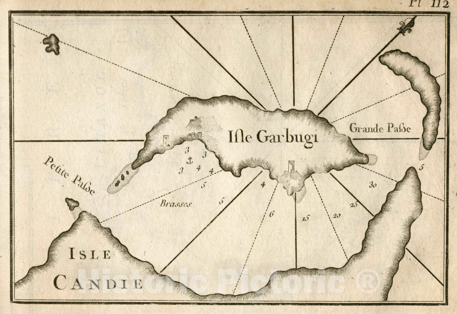 Historic Wall Map : Chart Map, Pl. 112. Gramvoussa Island, Crete, Gree ...