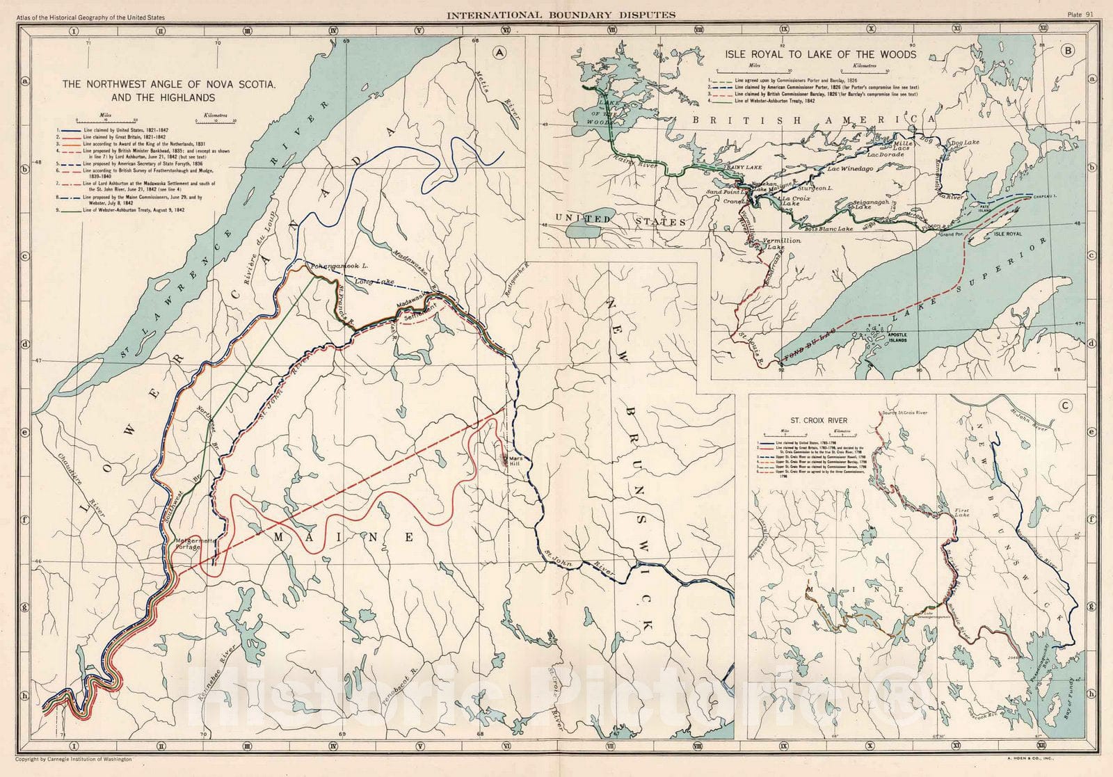 Historic Map : Historical Atlas Map, Plate 91. International Boundary ...