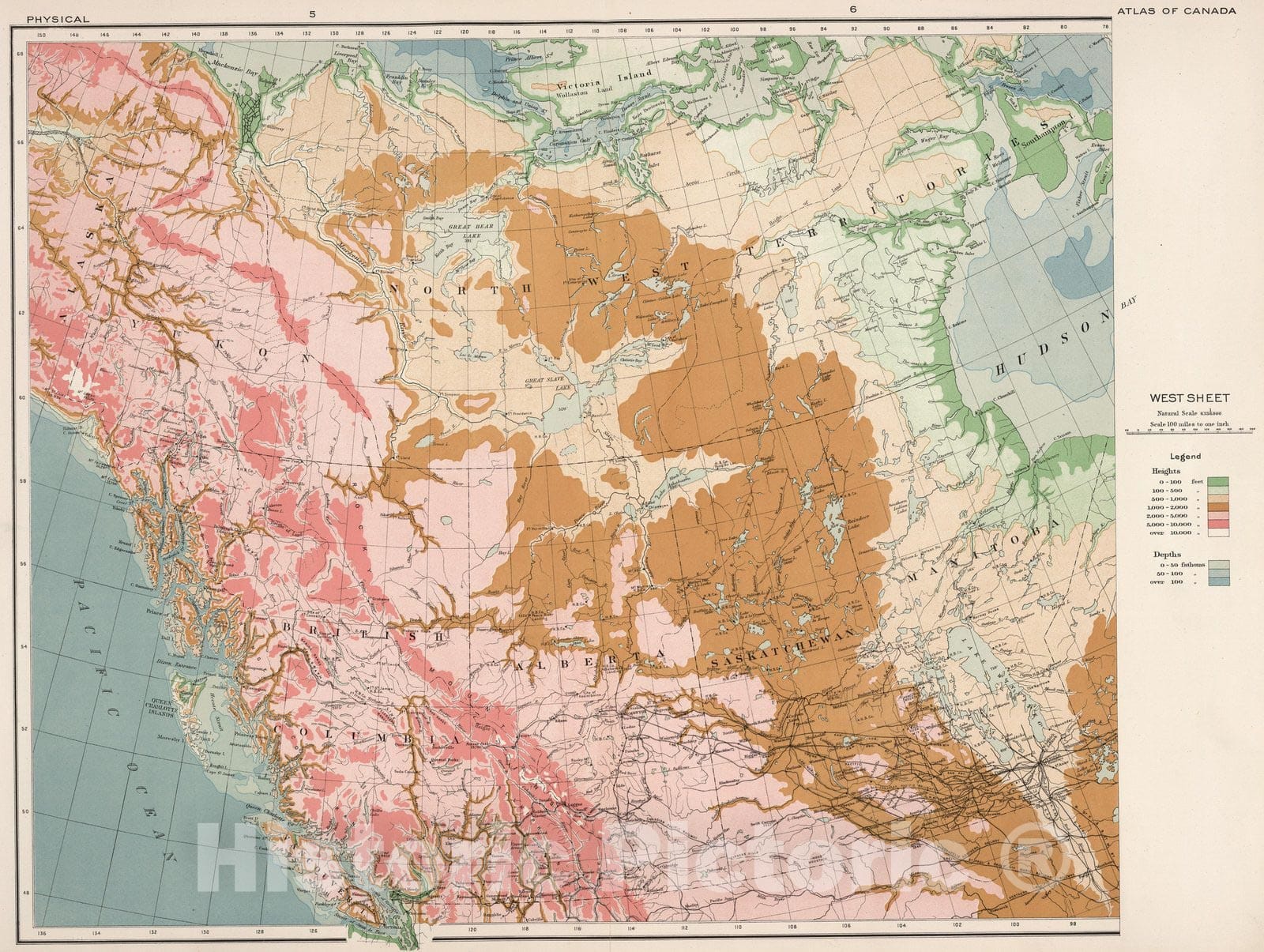 physical geographical map of canada