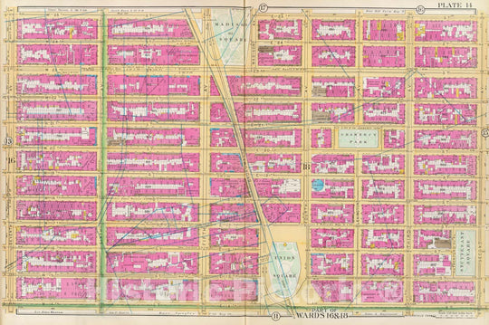 Historic Map : Manhattan Fire Insurance City Atlas Map, Pl. 14: wards ...