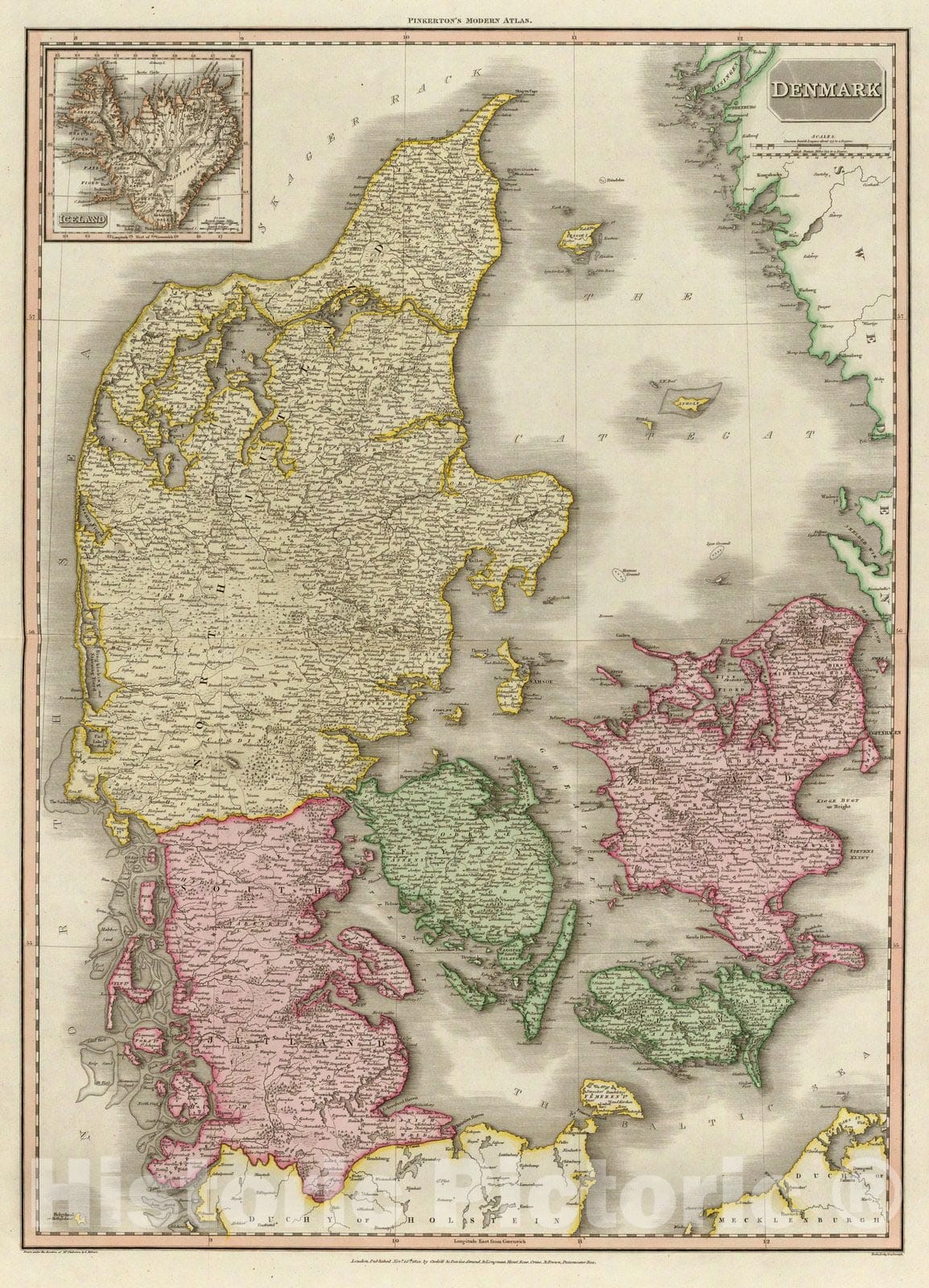 Historic Map : World Atlas Map, Denmark. 1812 - Vintage Wall Art ...