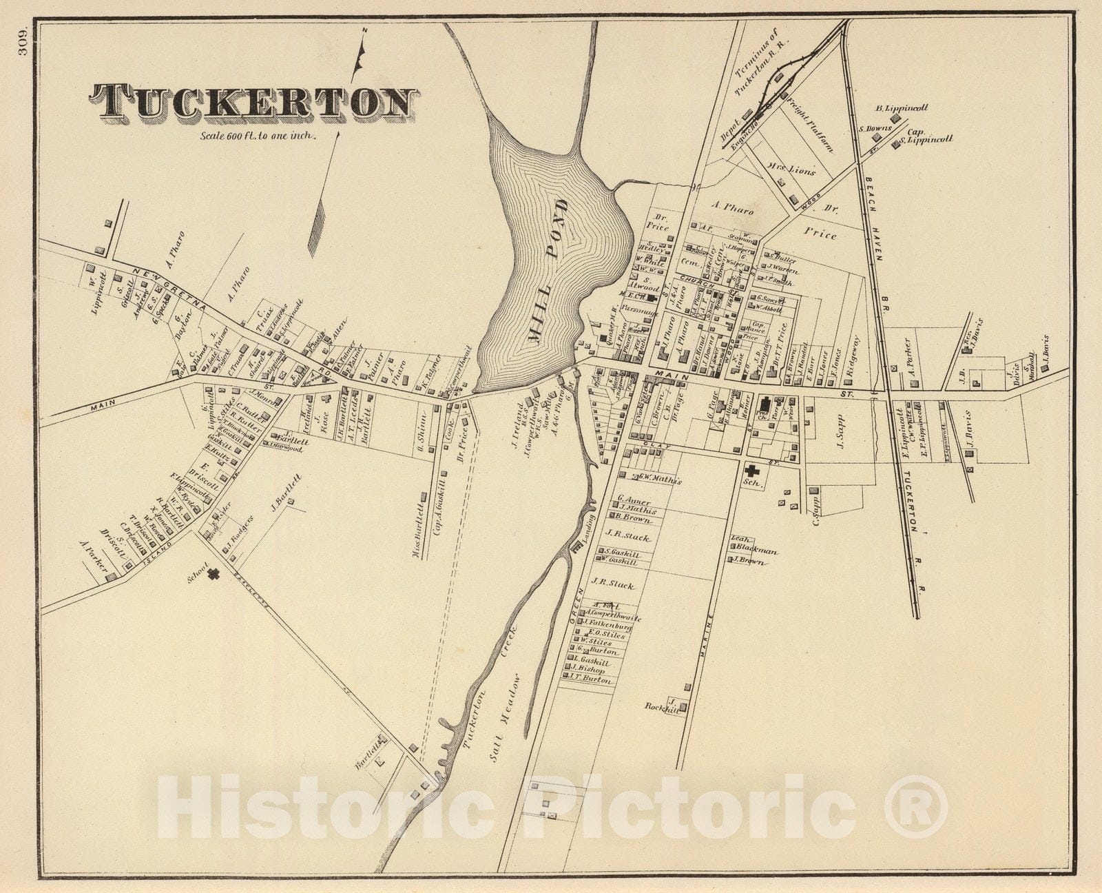 Historic Map : State Atlas Map, Tuckerton. 1878 - Vintage Wall Art ...