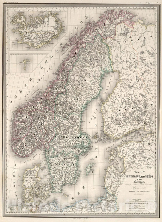 Historic Wall Map : Denmark, ScandanaviaCarte du Danemarck de la Suede ...