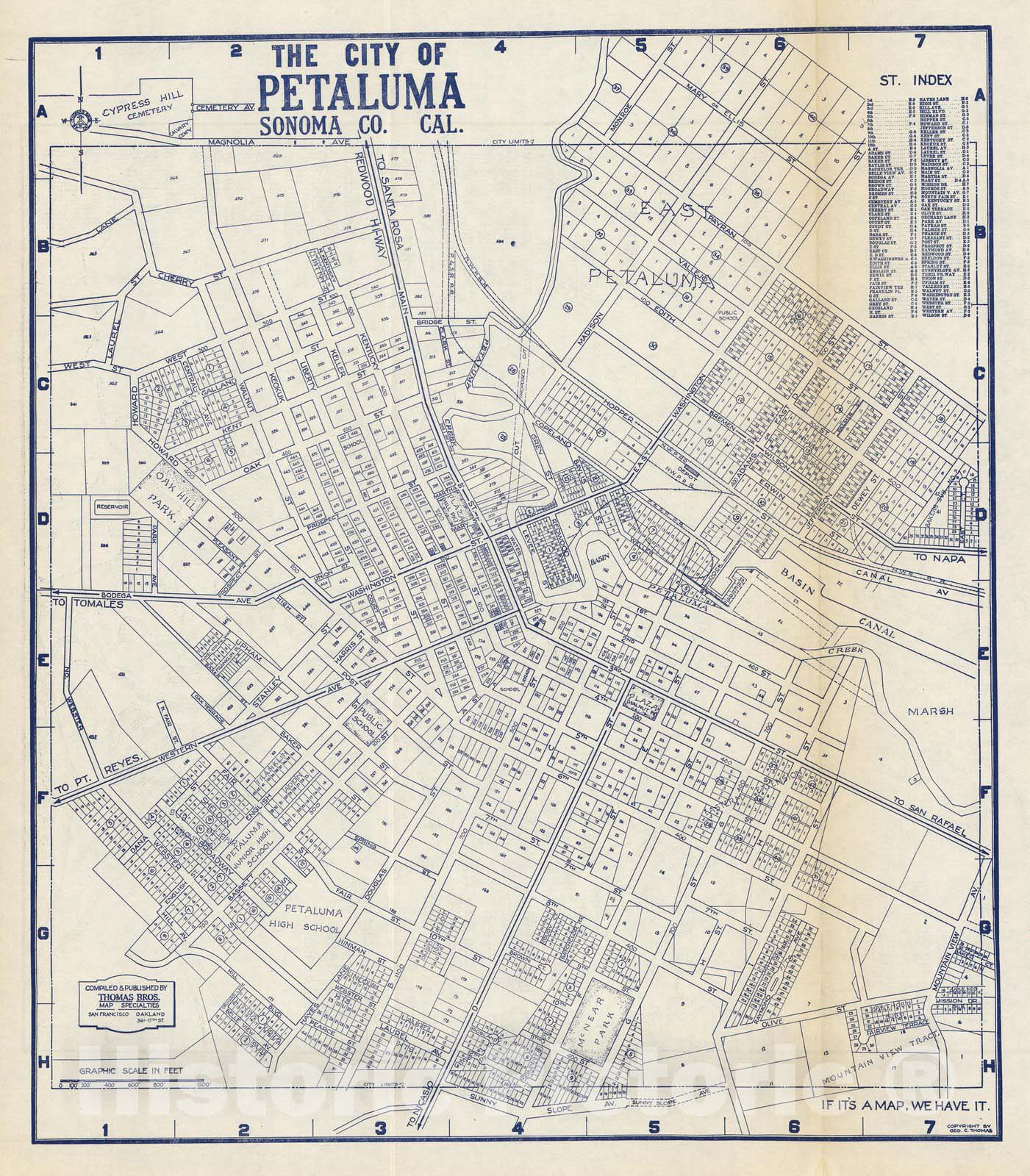 Historic Map - State Atlas Map, City of Petaluma, Sonoma County, Calif ...