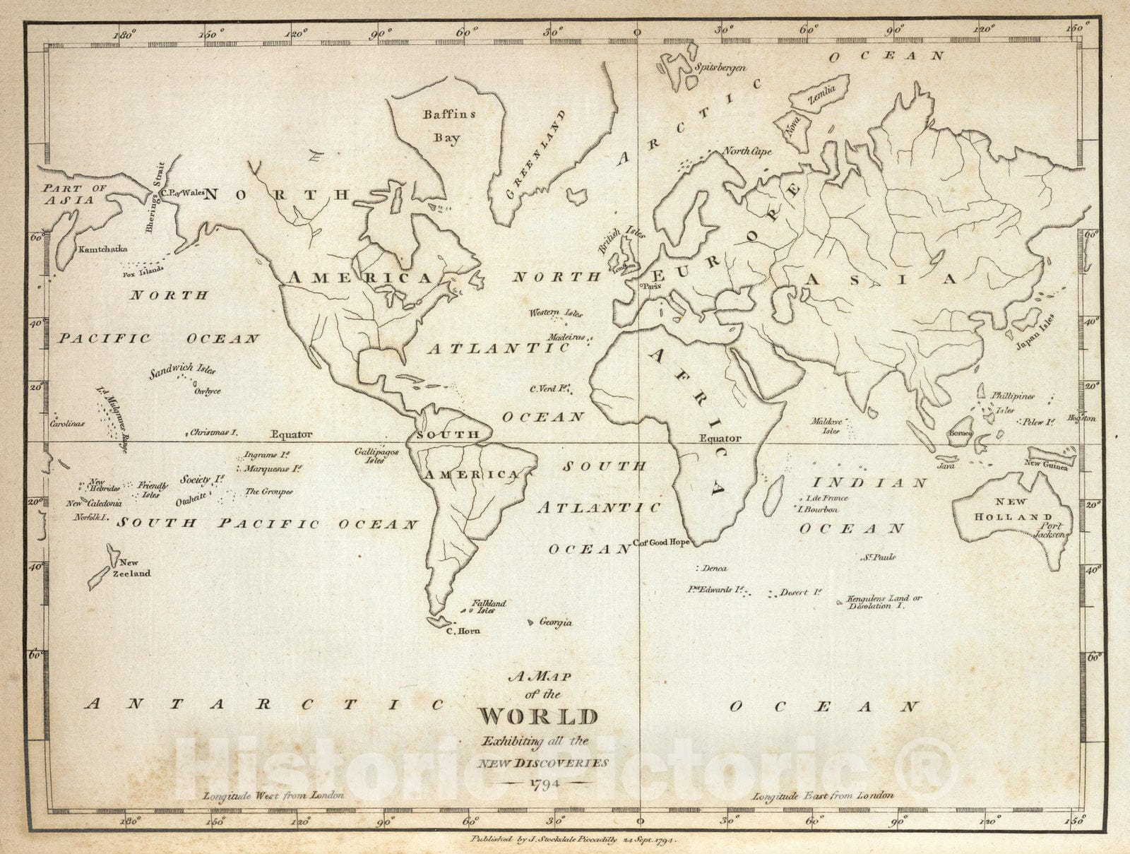 Historic Map : Map of the World Exhibiting all the New Discoveries, 17 ...