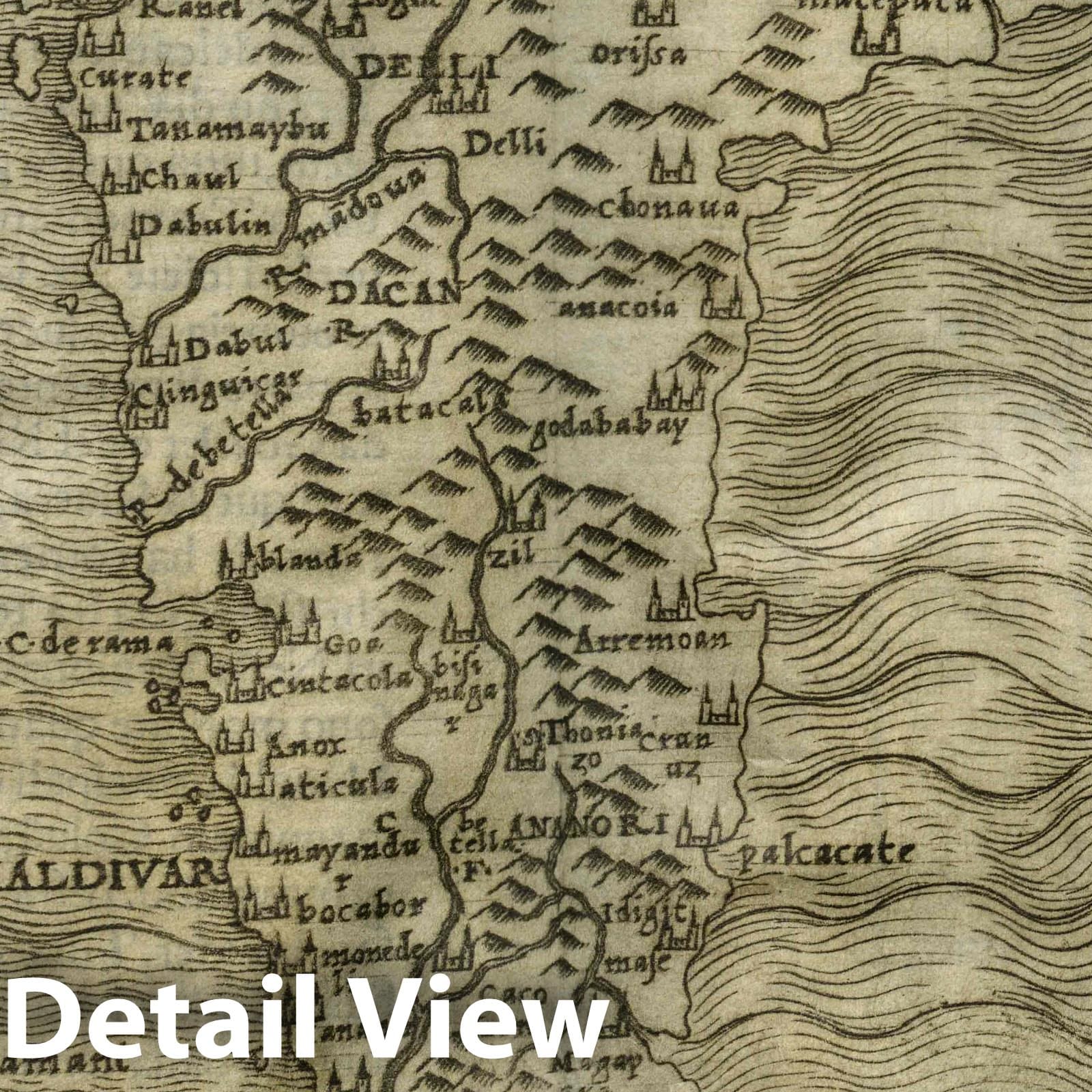 Historic Map : India, South AsiaCalecut Nova tabula 1548 , Vintage Wal ...