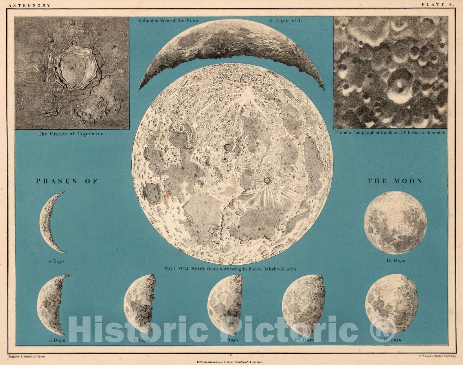 Historic Map : Celestial Atlas Map, Plate 4. Moon. 1869 - Vintage Wall ...