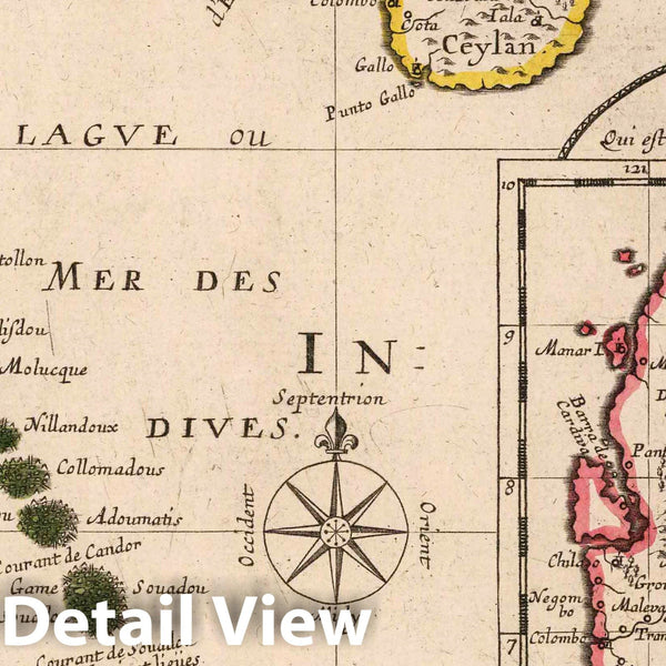 Historic Map - World Atlas Map, Ceylon and Maldives. 1652 - Vintage Wa ...