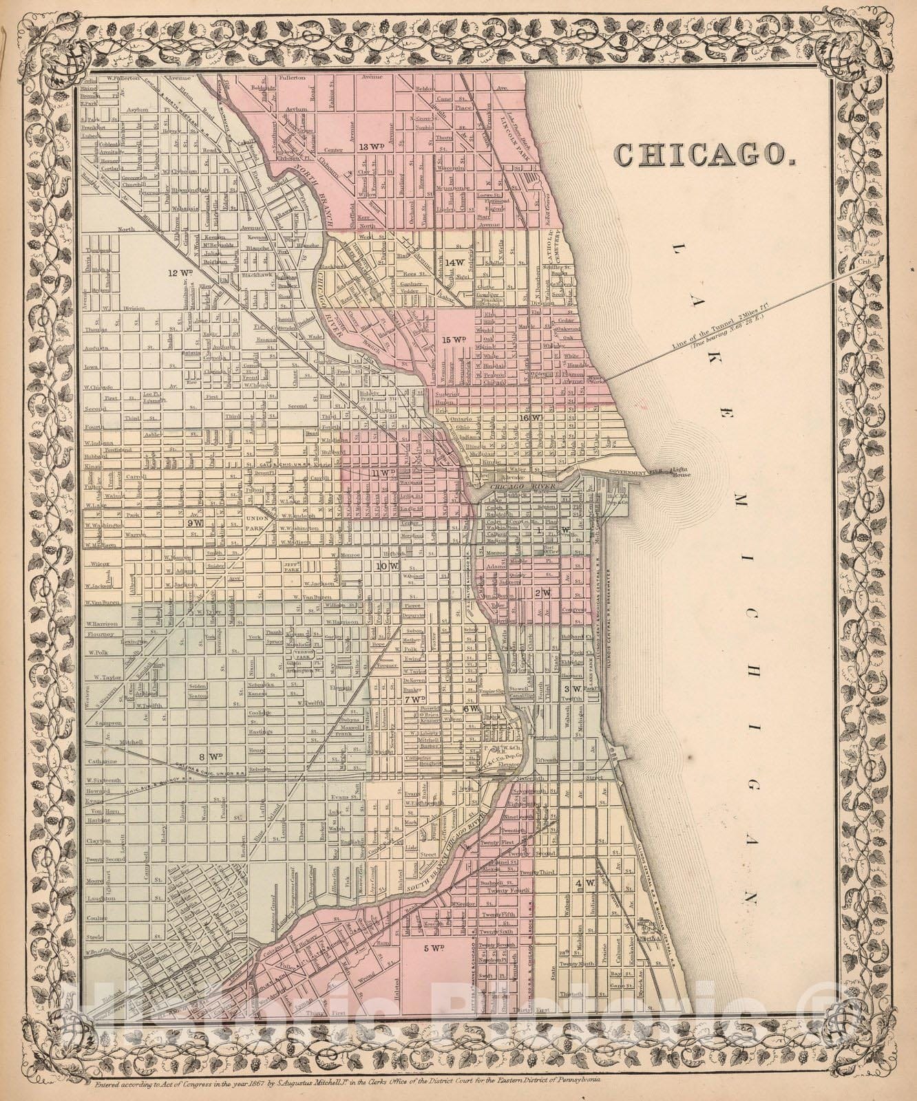 Historic Map : World Atlas Map, Chicago 1868 - Vintage Wall Art ...