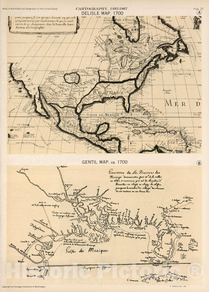 Historic Map : Plate 22. Facsimile Cartography 1492-1867. Delisle Map ...