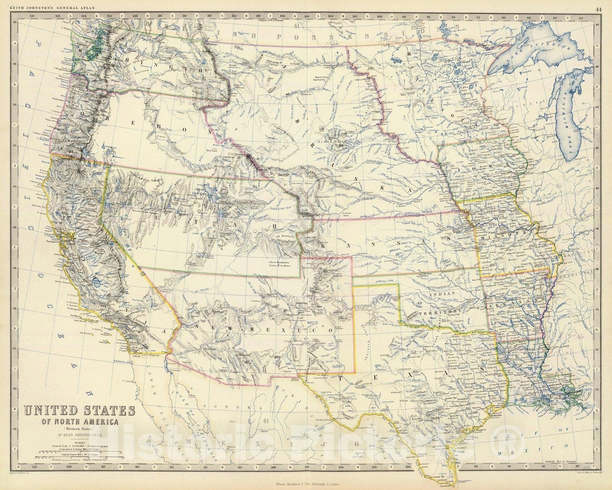 1861 Western United States Map - Keith Johnston Atlas Print – Historic ...