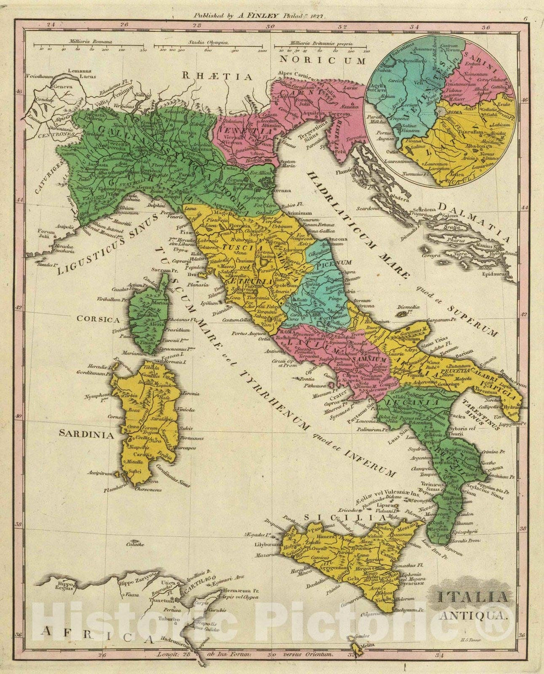 Historic Map : Italy, Classical Atlas Map, Italia Antiqua. 1831 , Vint ...