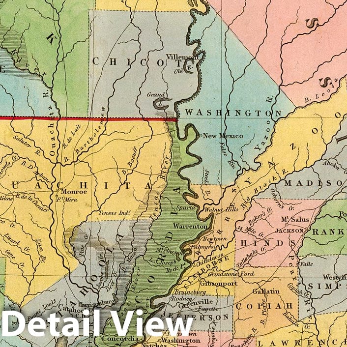 Historic Wall Map : Arkansas, Miss, La, Ark. 1832 , Vintage Wall Art ...