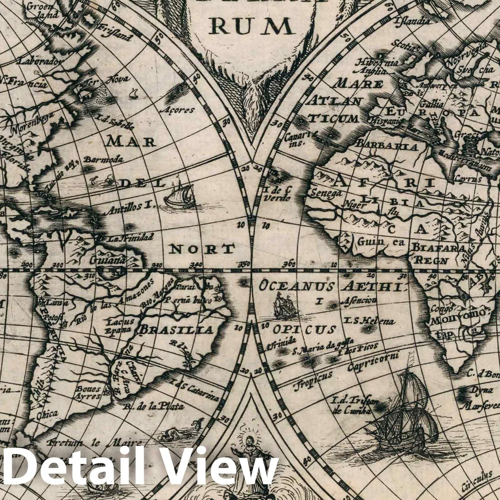 Historic Wall Map : World Atlas Map, Typus orbis terrarum 1636 - Vinta ...
