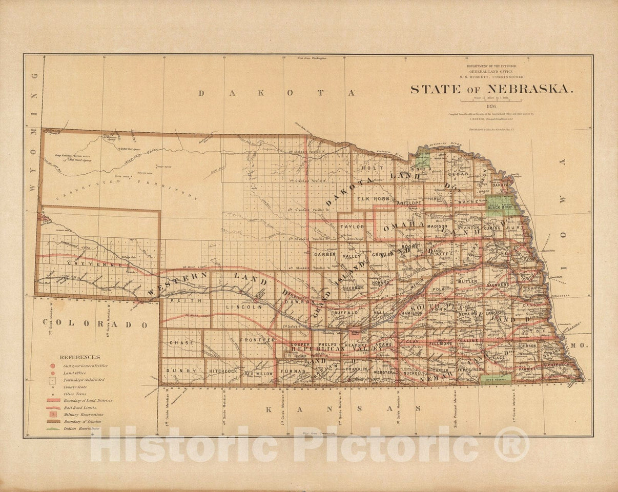 Historic Map : State of Nebraska 1876 - Vintage Wall Art – Historic ...