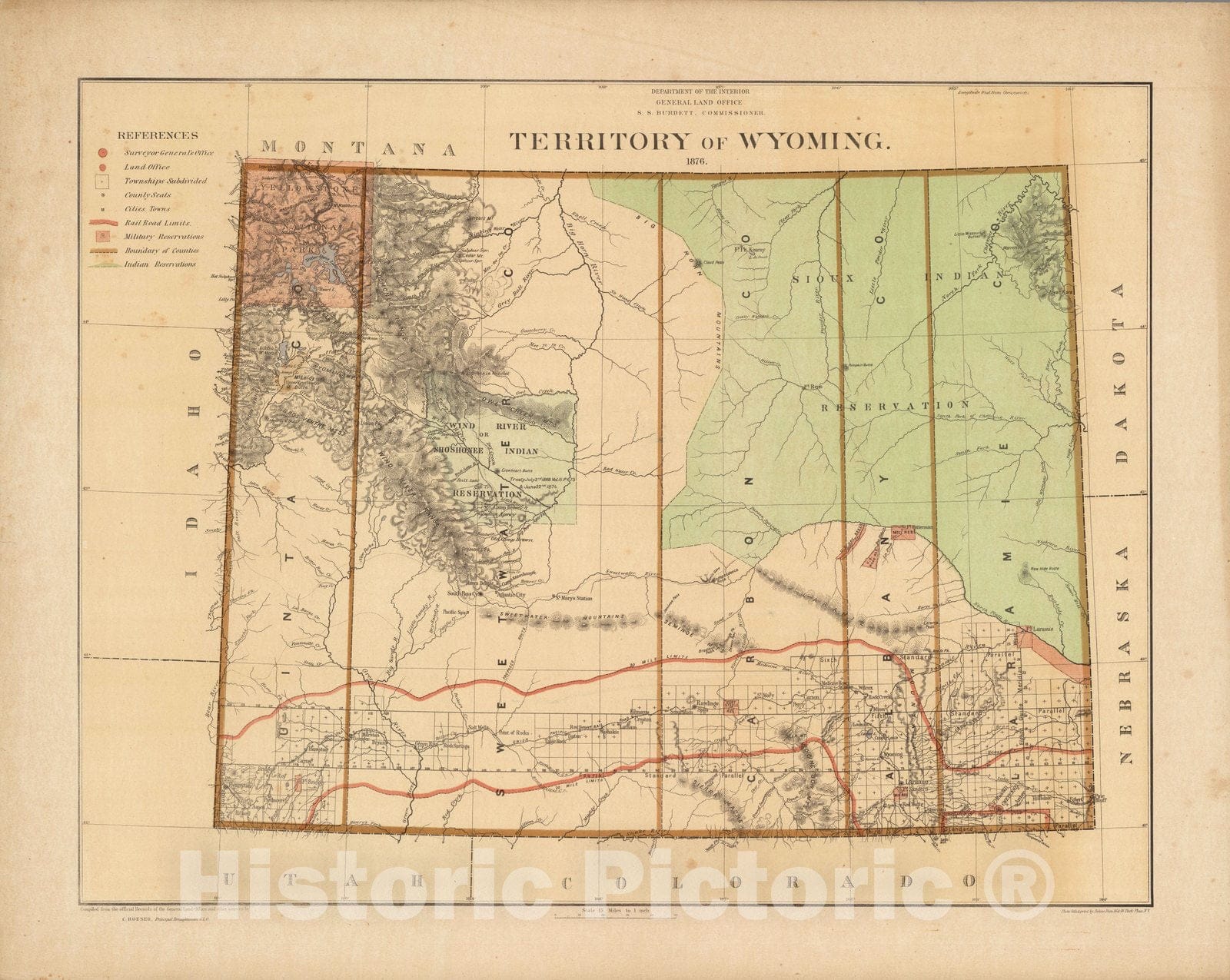Historic Map : Territory of Wyoming 1876 - Vintage Wall Art – Historic ...