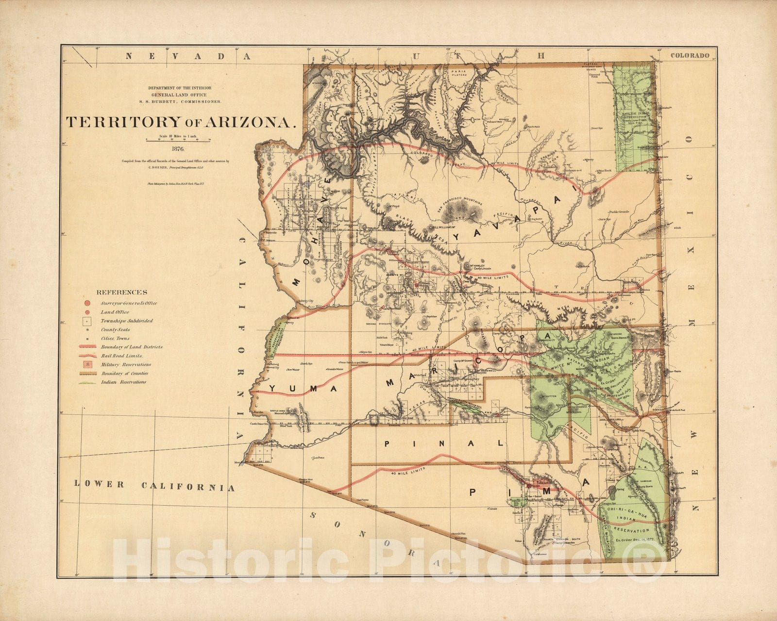 Historic Map : Territory of Arizona 1876 - Vintage Wall Art – Historic ...