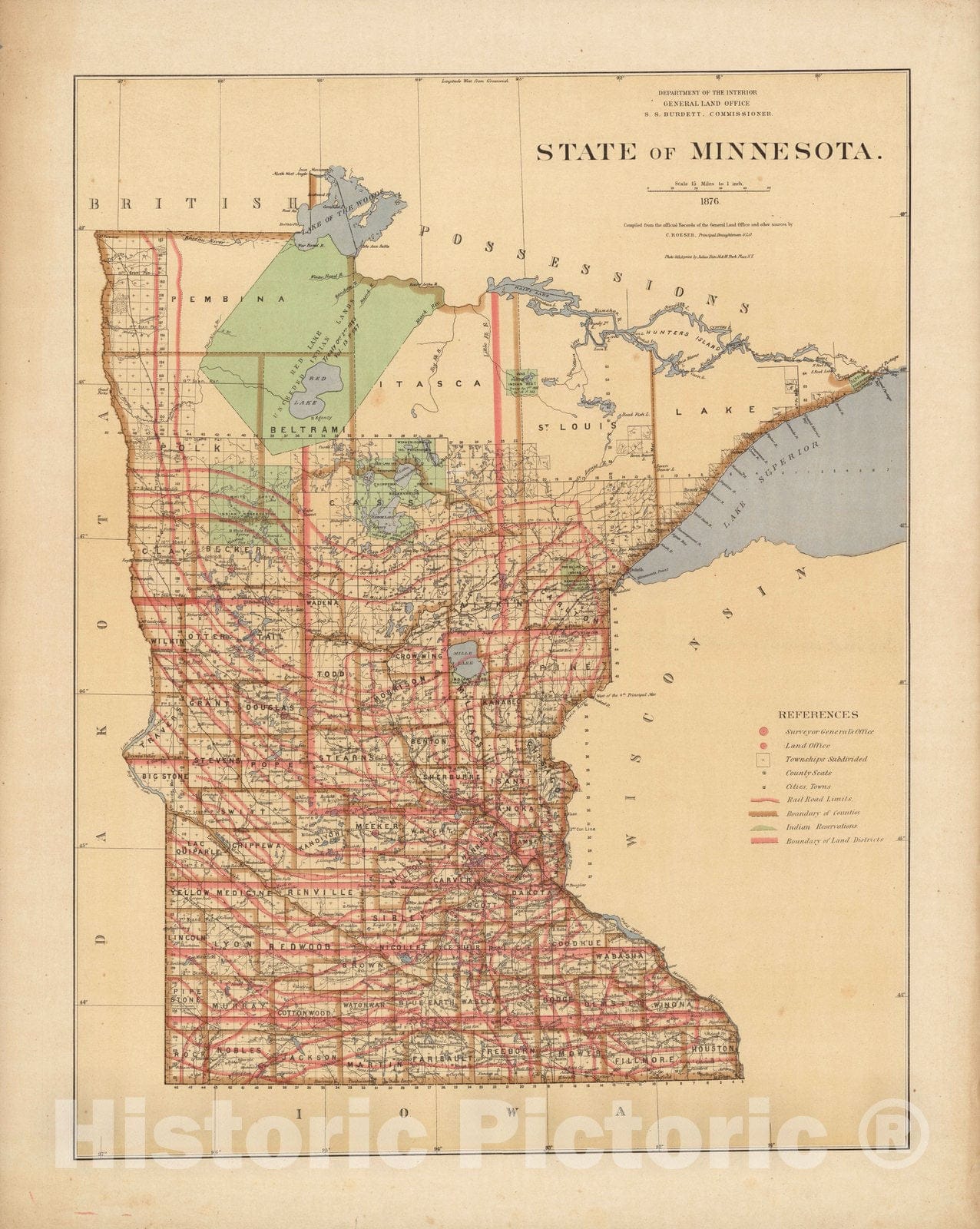 Historic Map : State of Minnesota 1876 - Vintage Wall Art – Historic ...