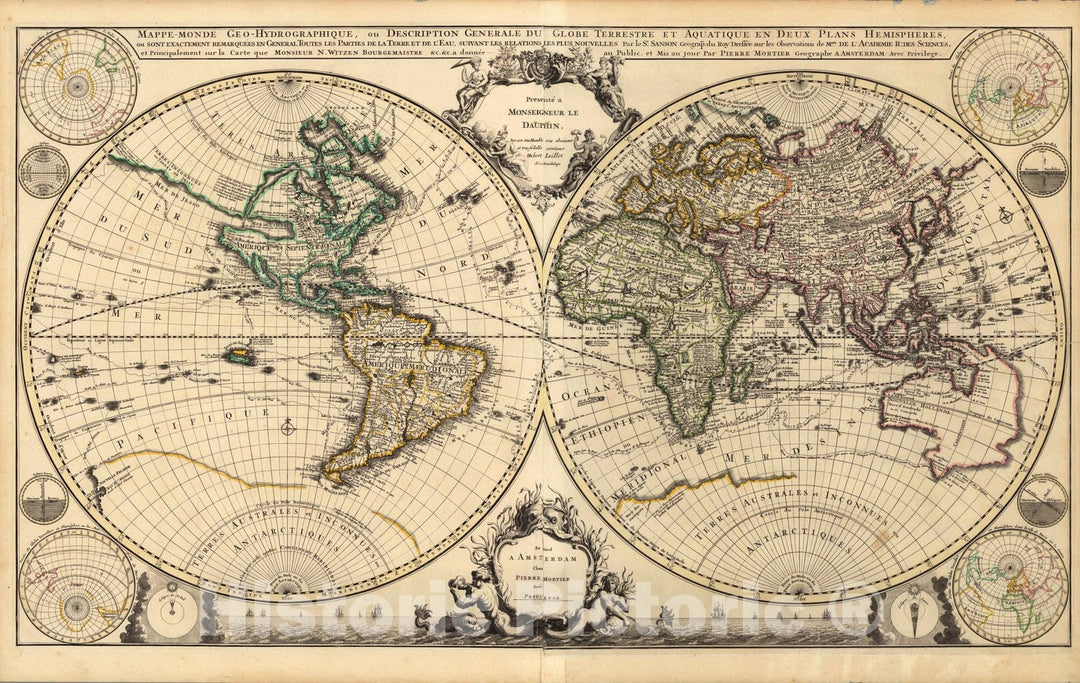 Historic Map : Mappe-Monde Geo-Hydrographique, 1708 - Vintage Wall Art – Historic Pictoric