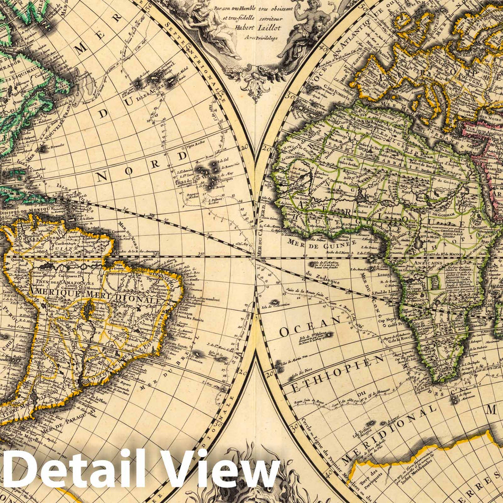 Historic Map : Mappe-Monde Geo-Hydrographique, 1708 - Vintage Wall Art – Historic Pictoric