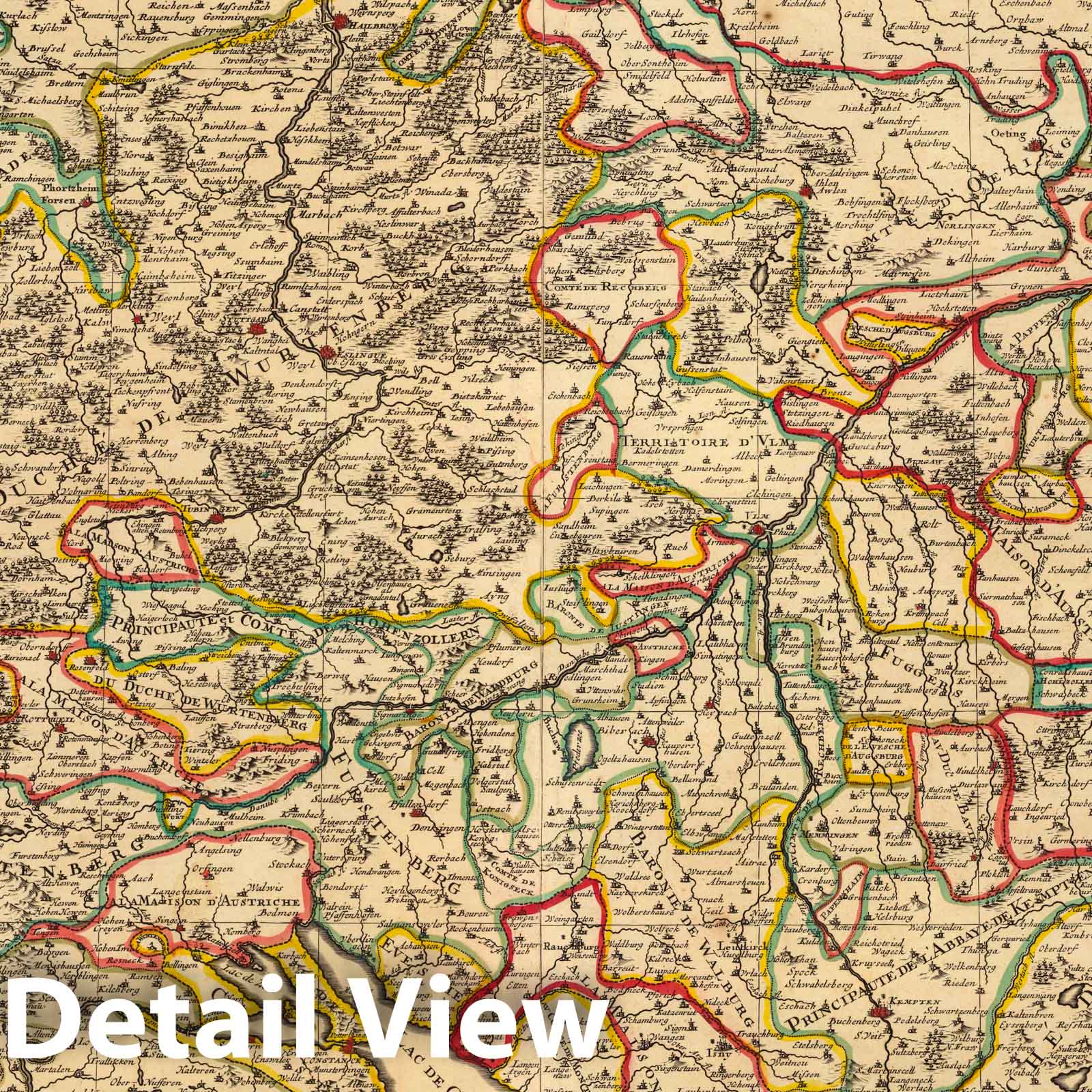 Historic Map : Swabia , GermanyLe Cercle de Souabe. 1708 , Vintage Wal ...