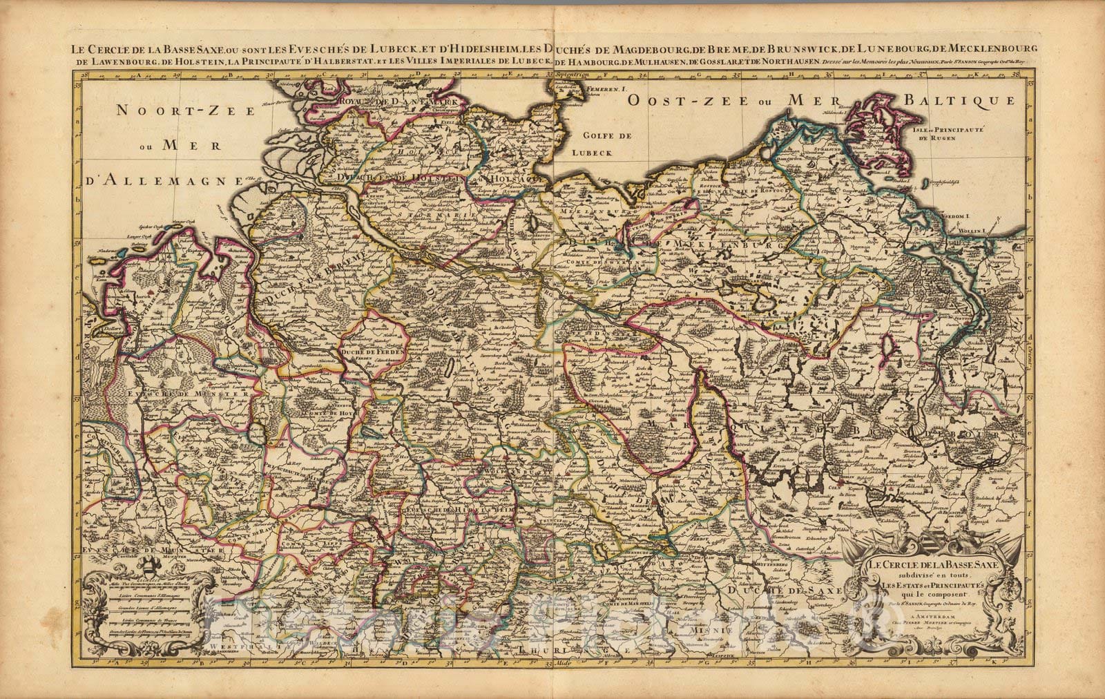 Historic Wall Map : Saxe , GermanyLe Cercle de la Basse Saxe. 1708 , V ...