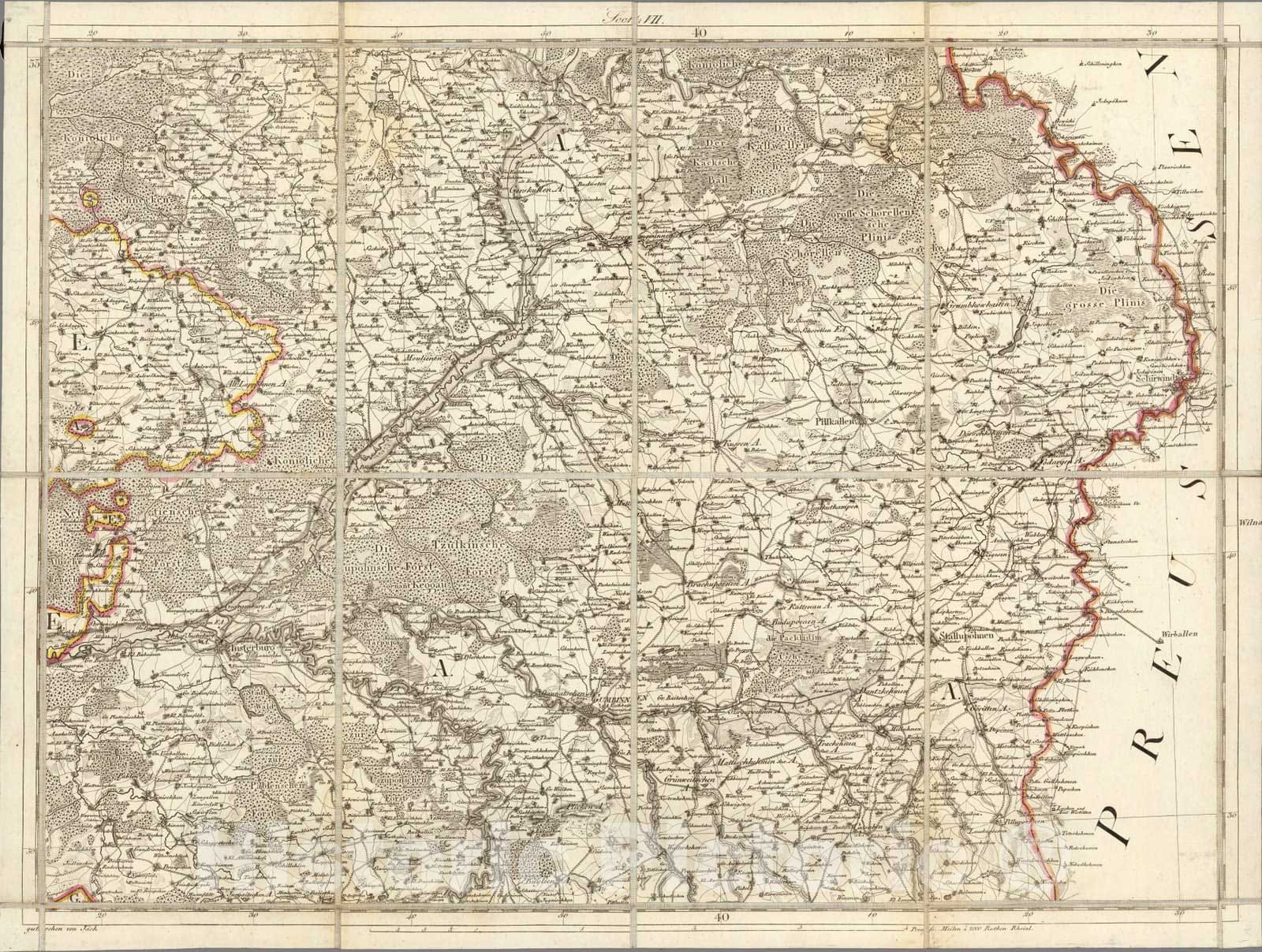 Historic Map : Prussia , Germany, Ost-Preussen. No. 7 1810 , Vintage W ...