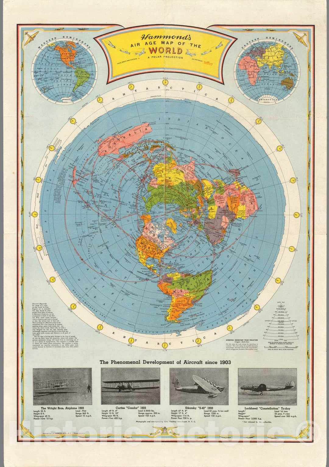 Historic Map : Atlas Map Map, Air age map of the world, 1948 - Vintage ...