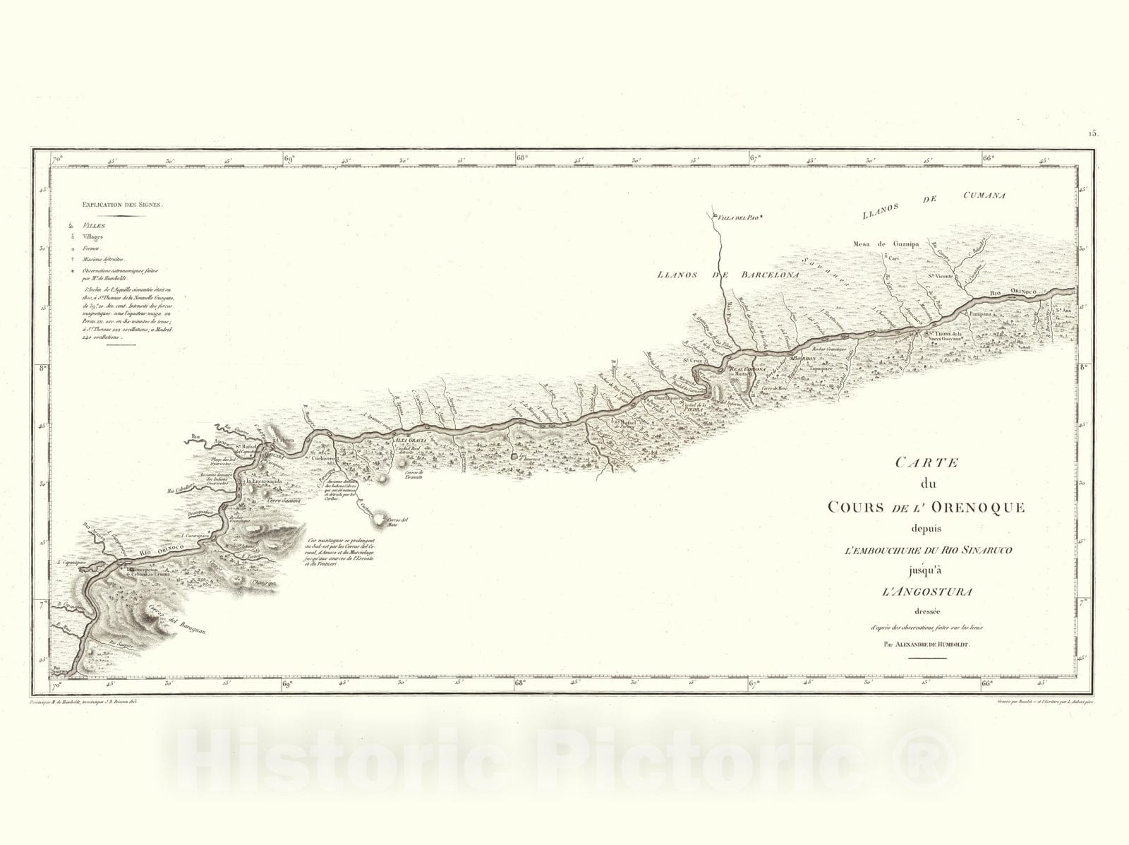 Historic Map : Orinoco River (Venezuela) Exploration Book, XV. Cours d ...