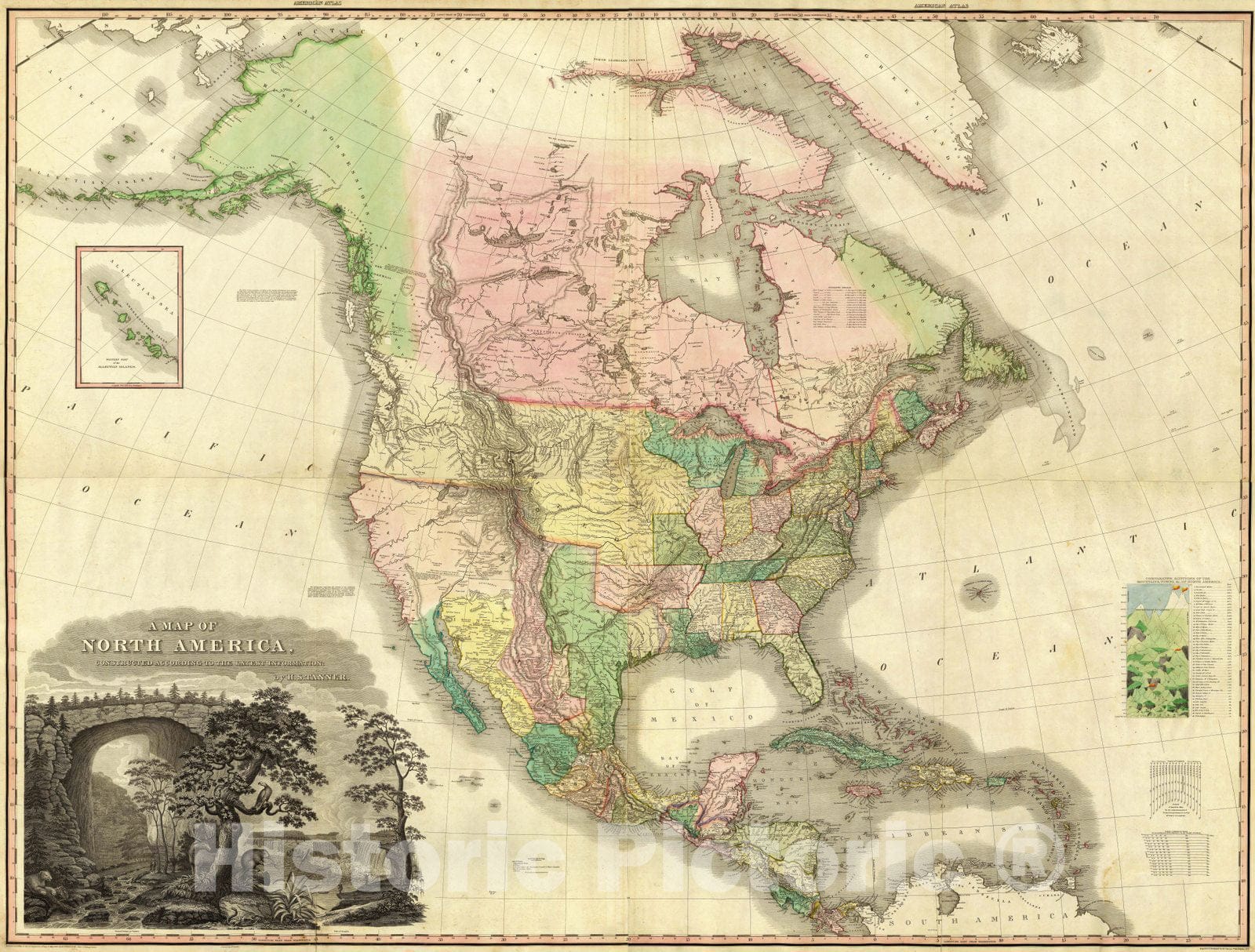 North America West Indies 1823 Tanner American Atlas Map – Historic ...