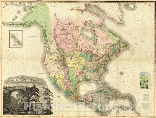 Historic Wall Map : World Atlas Map, Composite: North America. 1823 ...