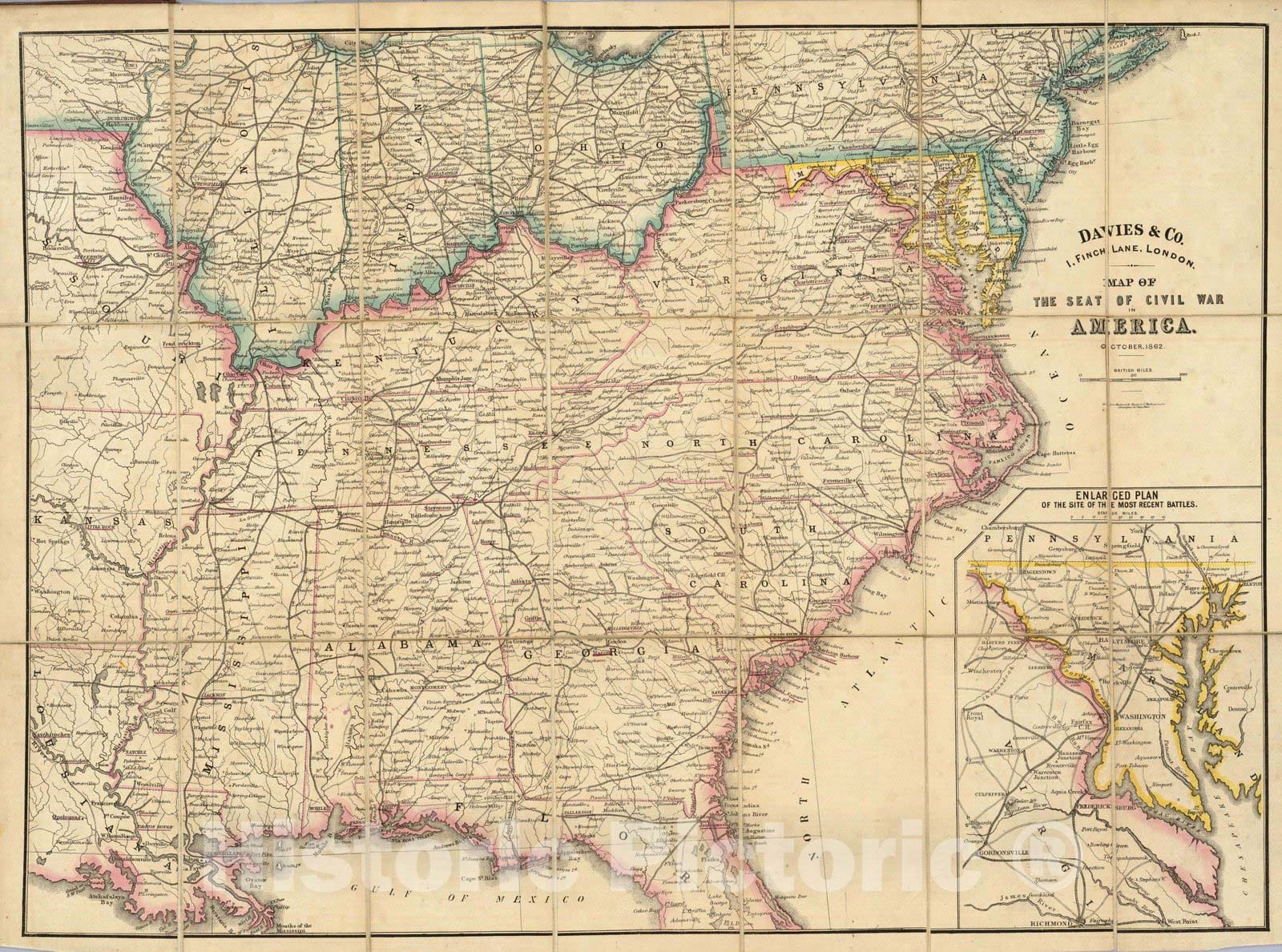 Historic Map : Map of The Seat of Civil War In America, 1862 - Vintage ...