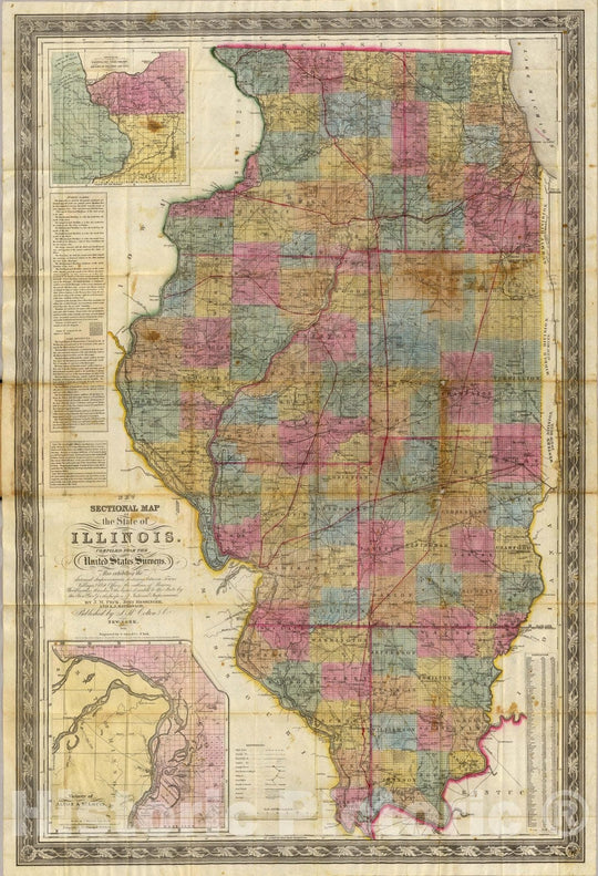 Historic Map : New sectional map of the state of Illinois, 1852 - Vint ...