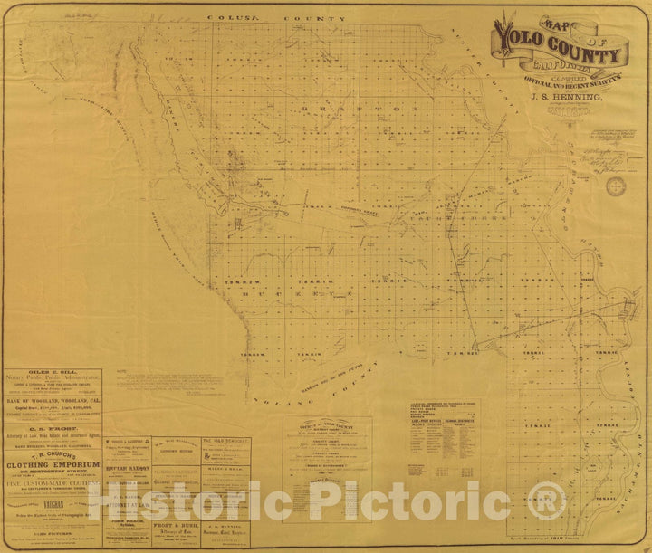 Historic Map : Official Map of Yolo County, California, 1871 - Vintage ...